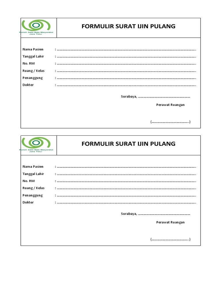 Form Surat Ijin Pulang | PDF
