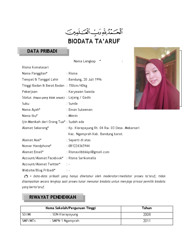 Form Biodata Taaruf | PDF