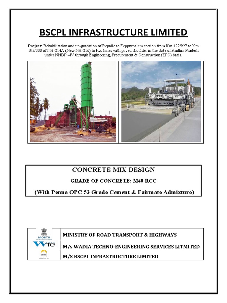BSCPL Infrastructure Limited: Concrete Mix Design | PDF