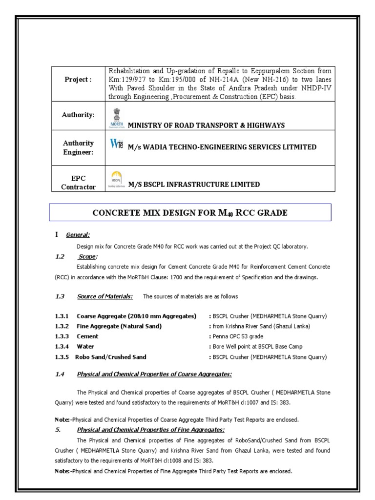2.summary of Design Mix | PDF | Construction Aggregate | Sand