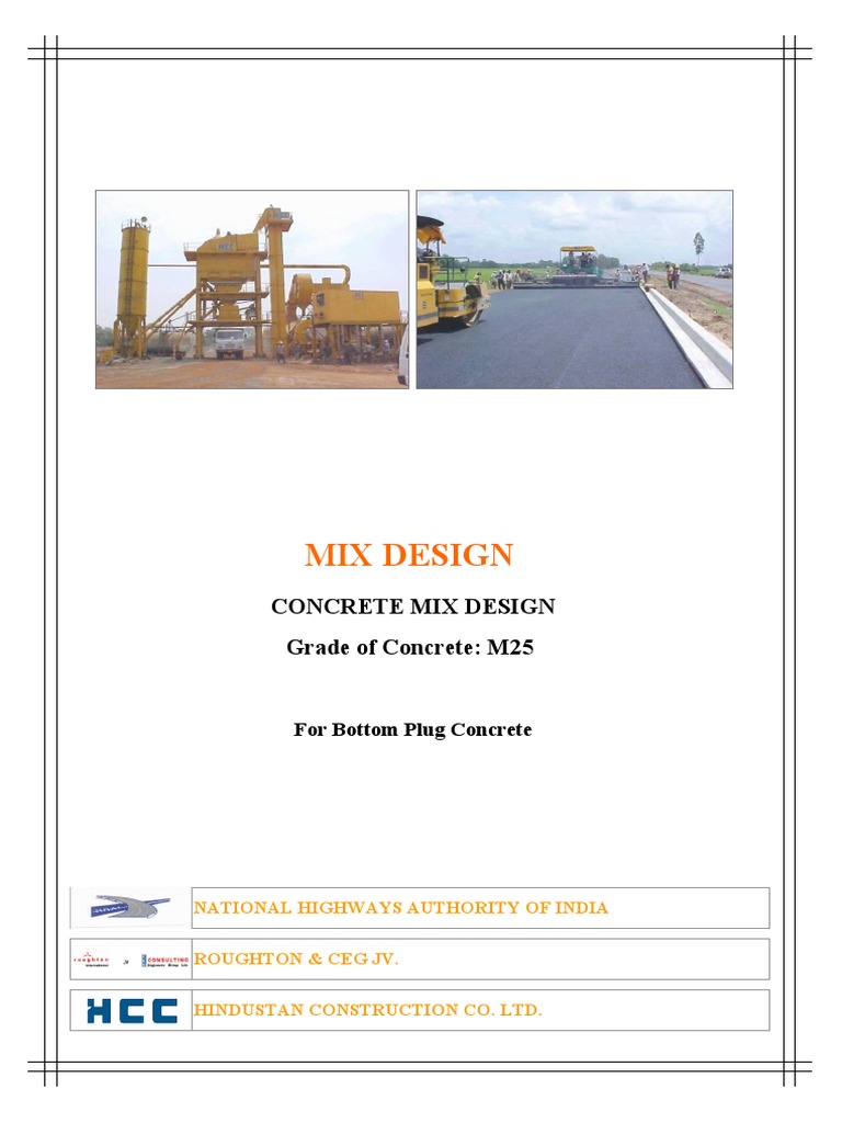 Design Mix for M-25 Grade Concrete for Bottom Plug Using Jaypee 53 Grade Cement and Dala ...