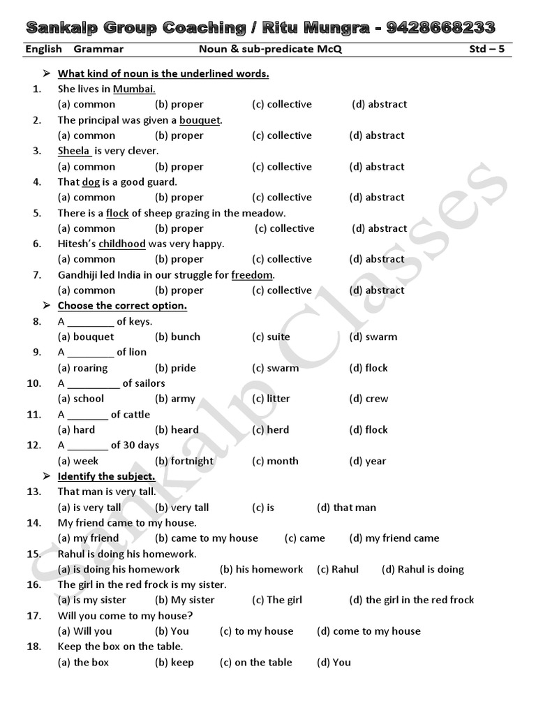 English Grammar MCQ PDF | Download Free PDF | Language Mechanics | Cognitive Science