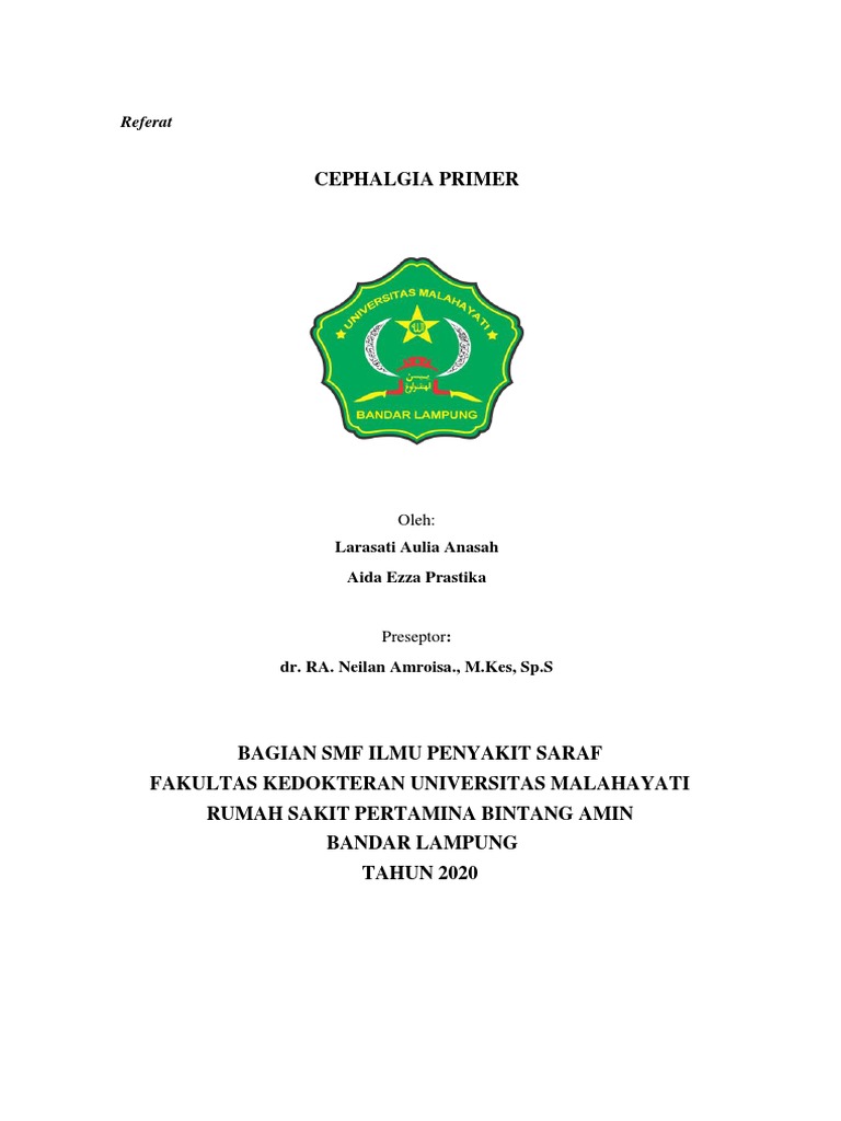 Cephalgia Primer: Definisi dan Epidemiologi | PDF | Pengembangan Diri ...