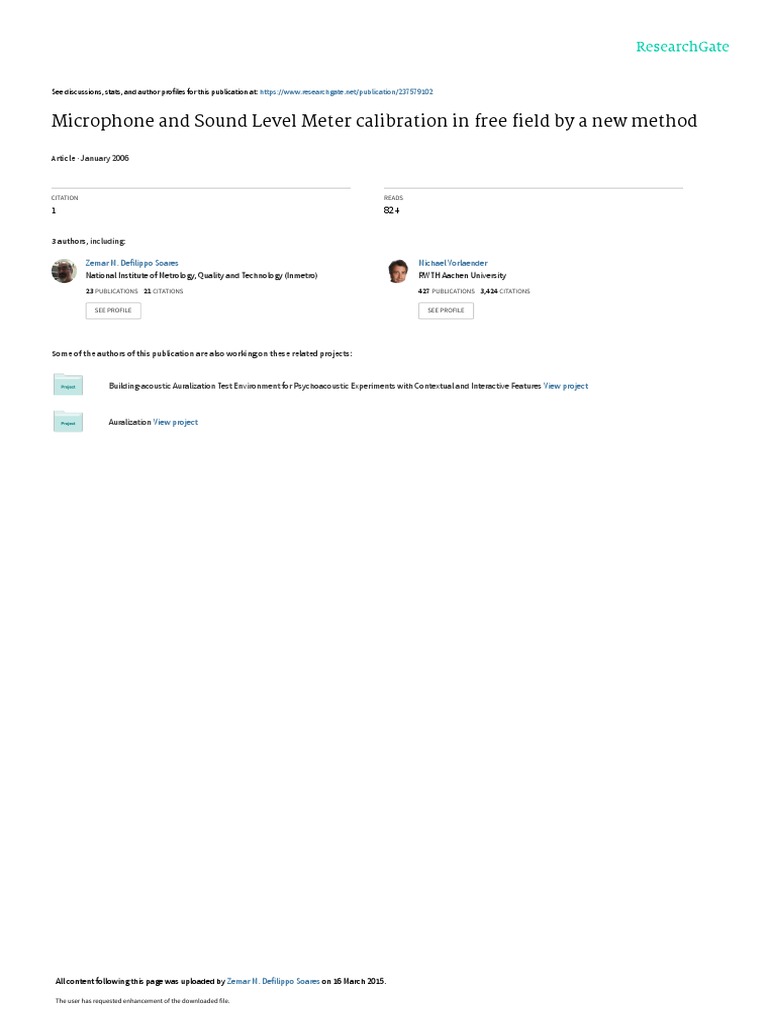 Microphone and Sound Level Meter Calibration in FR PDF | PDF ...