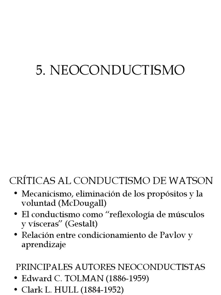 T5 Neoconductismo | PDF | Behaviorismo | Comportamiento
