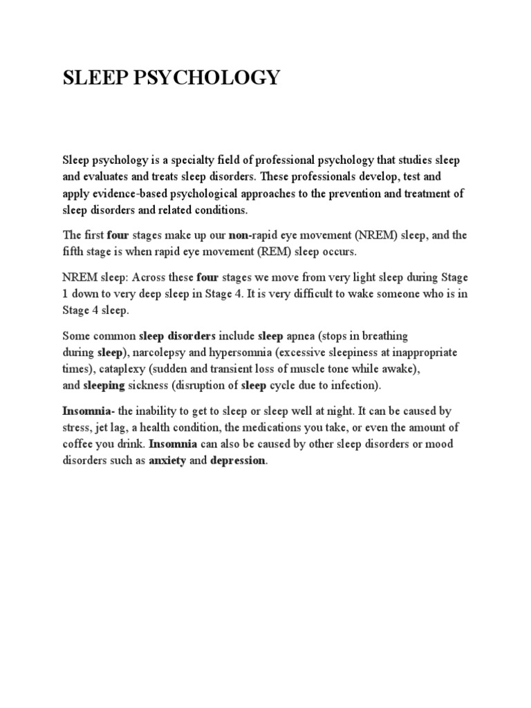 Sleep Psychology: Insomnia-The Inability To Get To Sleep or Sleep Well ...