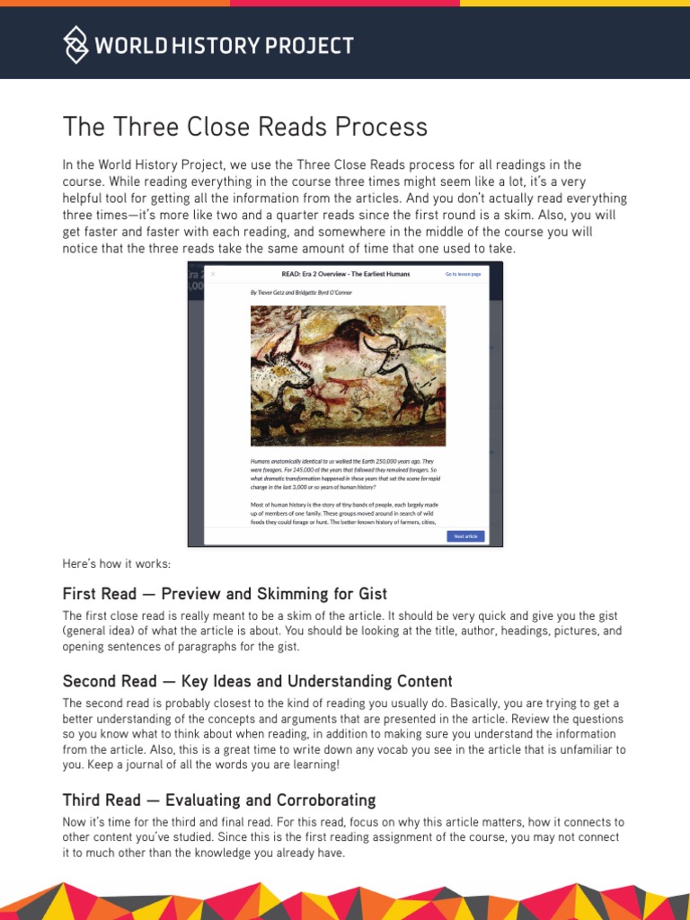Three Close Reads Process Explained | PDF