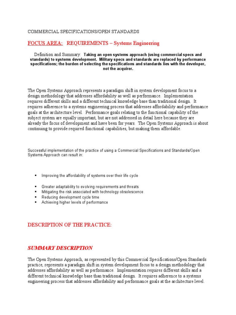 COMMERCIAL SPECIFICATIONS Opensyst | PDF | Modularity | Specification ...