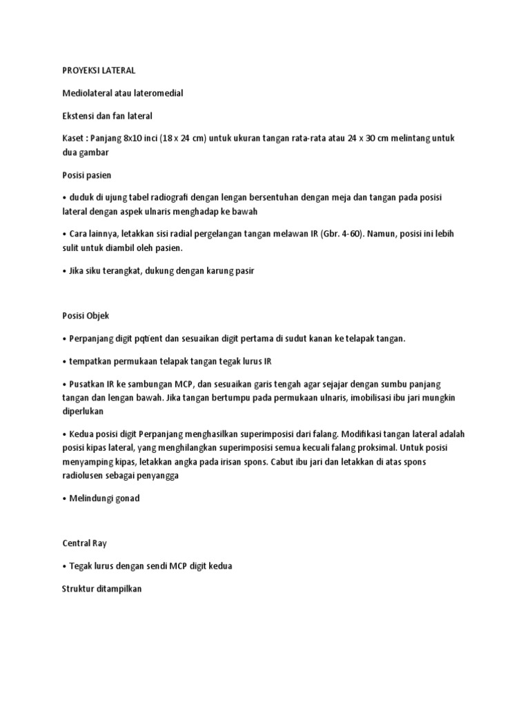 PROYEKSI LATERALMediolateral Atau Lateromedial | PDF