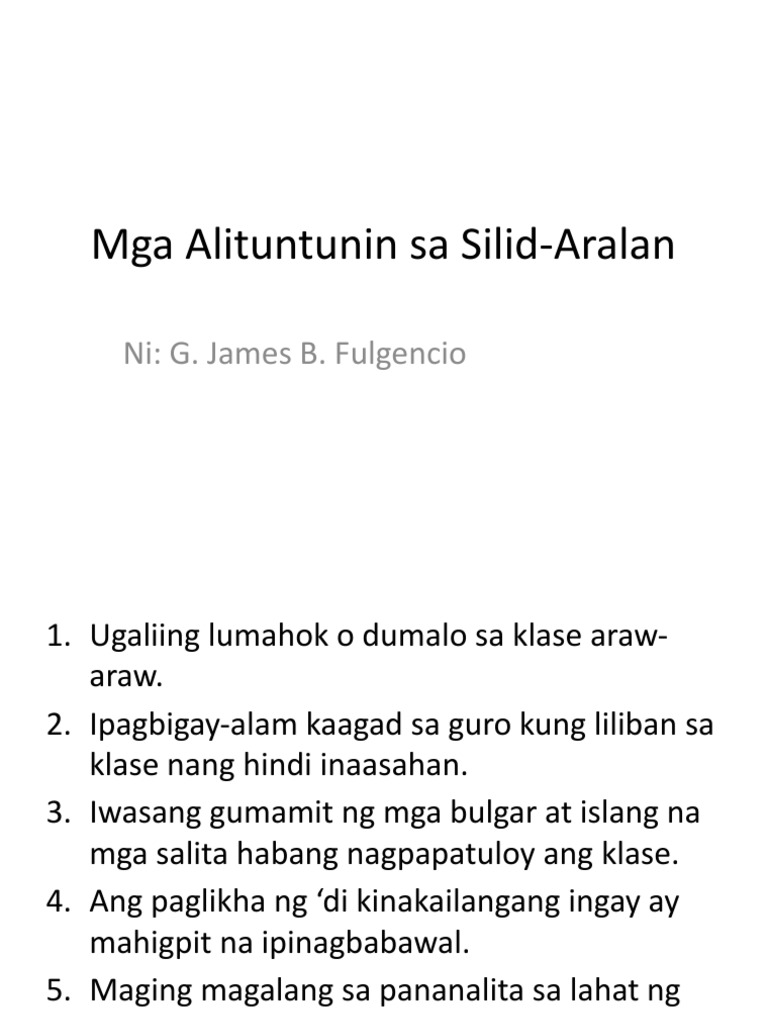 Mga Alituntunin Sa Silid-Aralan | PDF Mga Alituntunin Sa Silid-Aralan | PDF