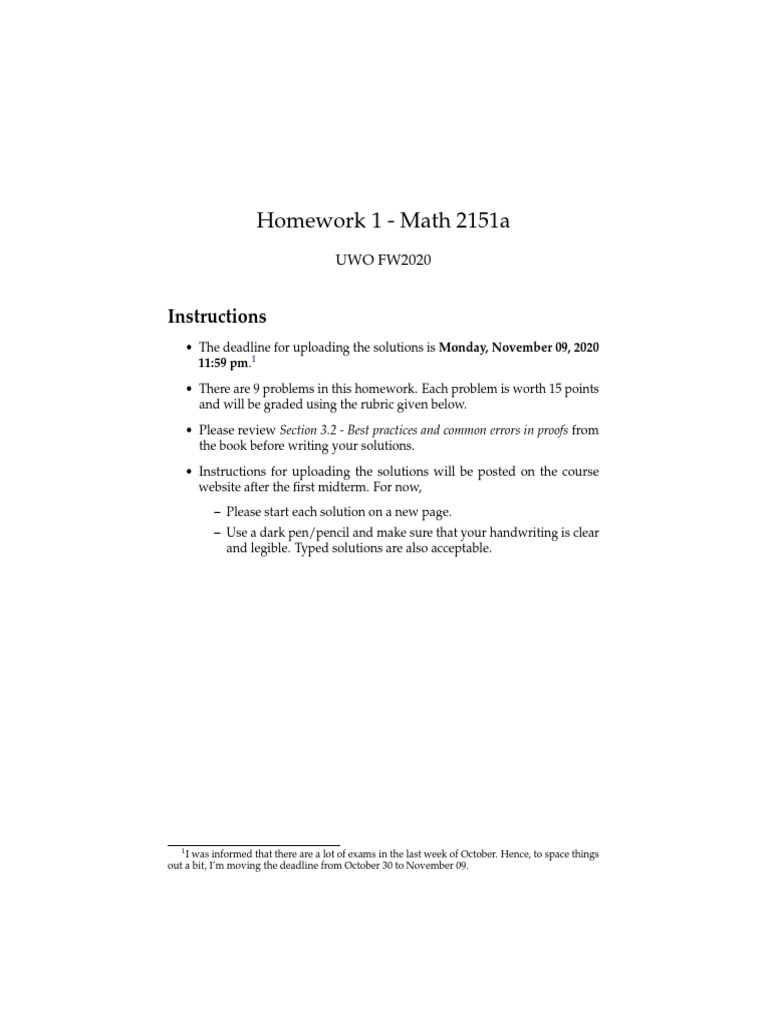 Homework 1 - Math 2151a: Instructions | PDF | Argument | Logical Consequence