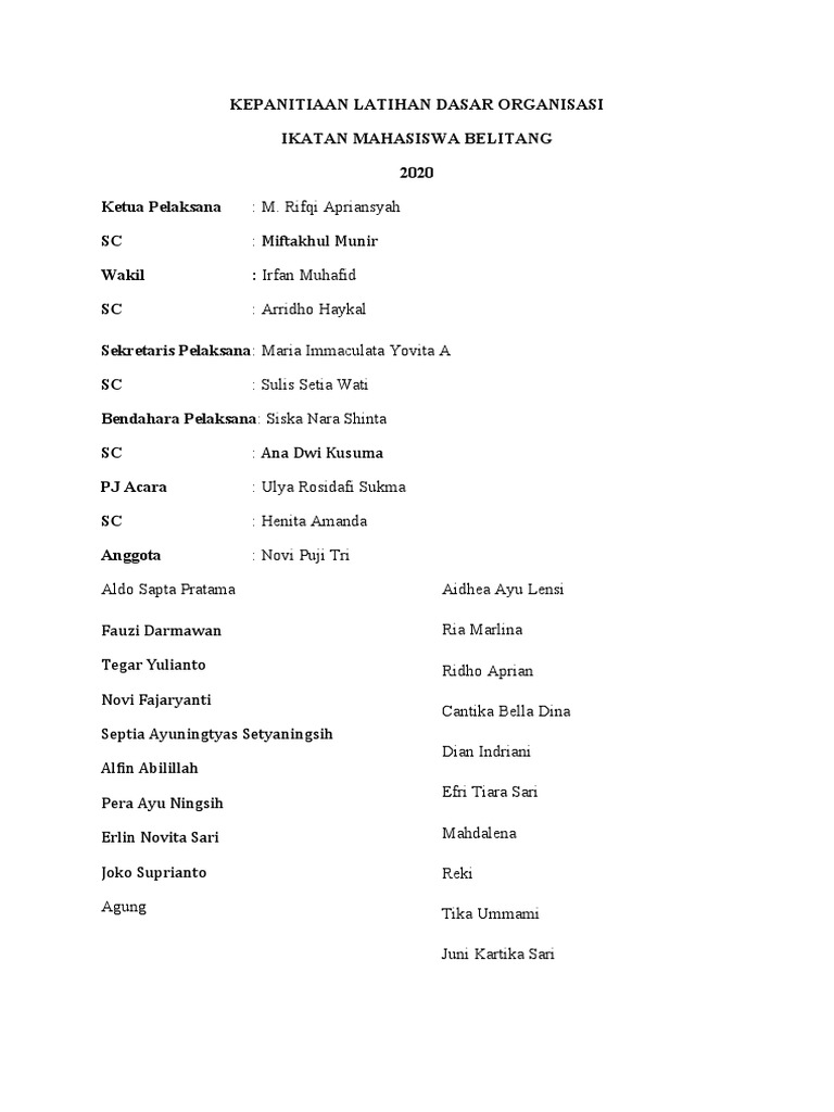 Kepanitiaan Latihan Dasar Organisasi