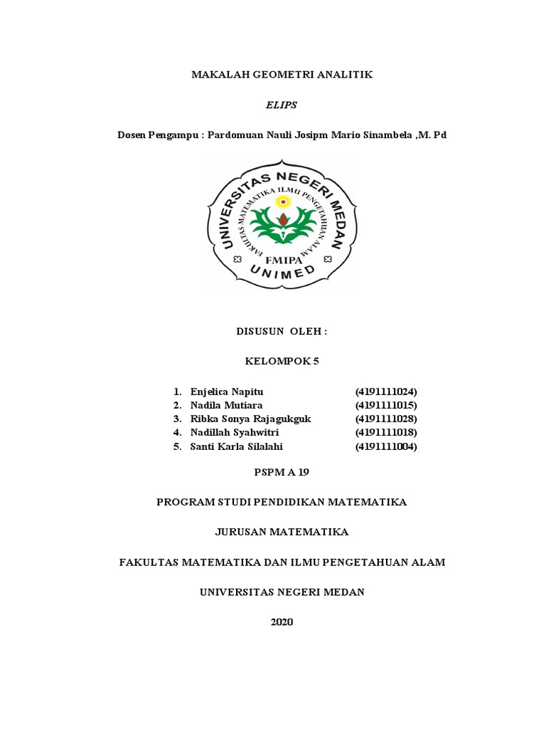 Geometri Analitik: Elips dan Persamaannya | PDF