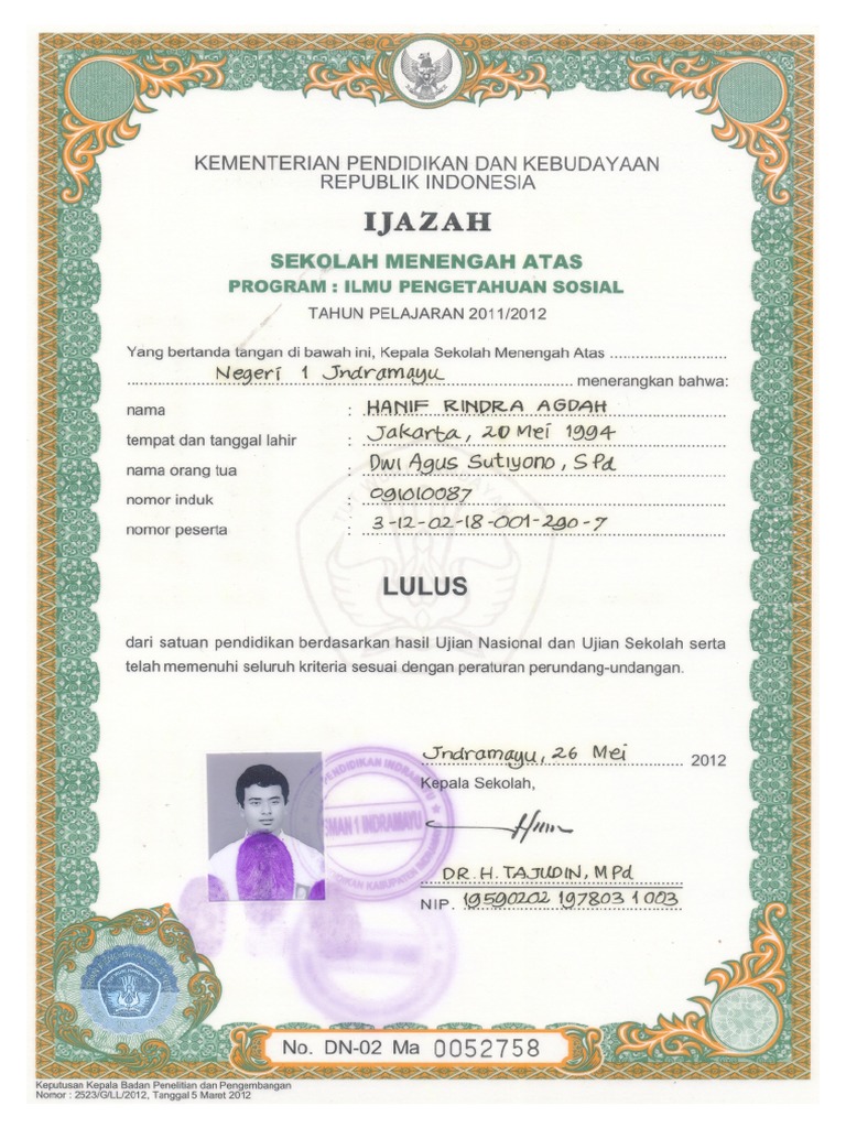 Ijazah SMA PDF | PDF