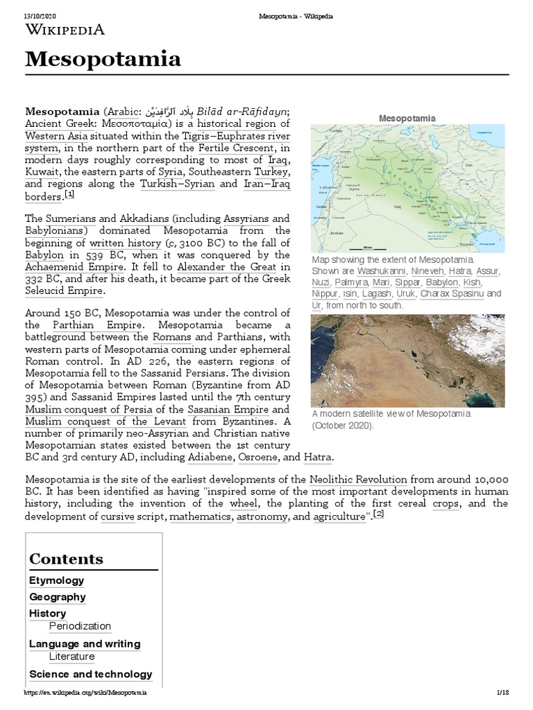 Mesopotamia - Wikipedia | PDF | Mesopotamia | Babylonia
