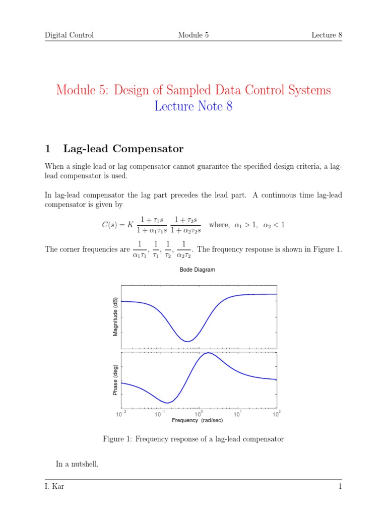 Module 5: Design of Sampled Data Control Systems: Lecture Note 8 | PDF | Algorithms ...