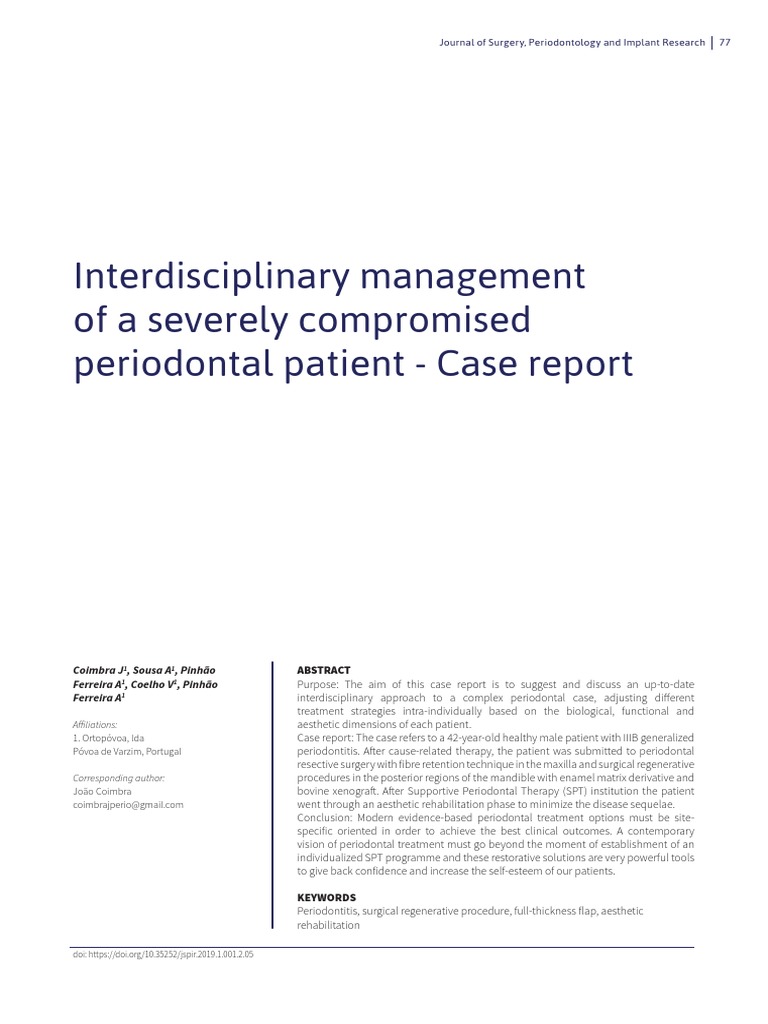 Interdisciplinary Management of A Severely Compromised Periodontal ...