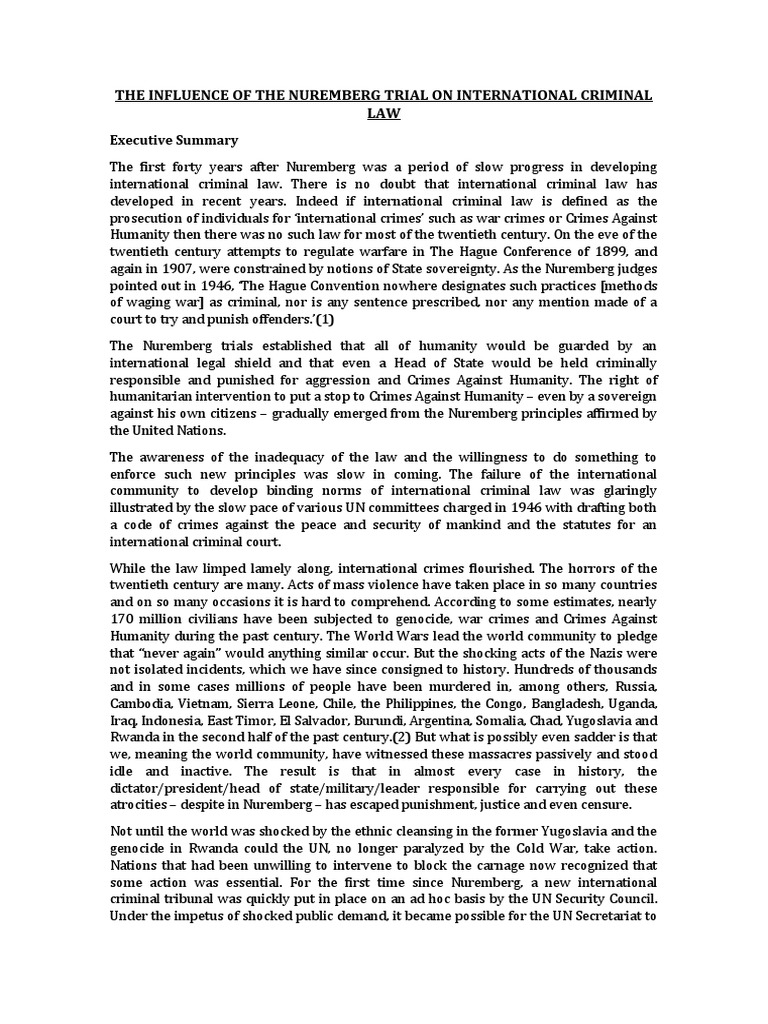 The Influence of The Nuremberg Trials in International Criminal Law ...