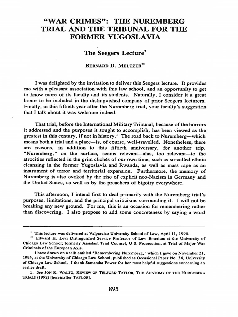 Nuremberg Trial and Yugoslav Tribunal Insights | PDF | Nuremberg Trials ...