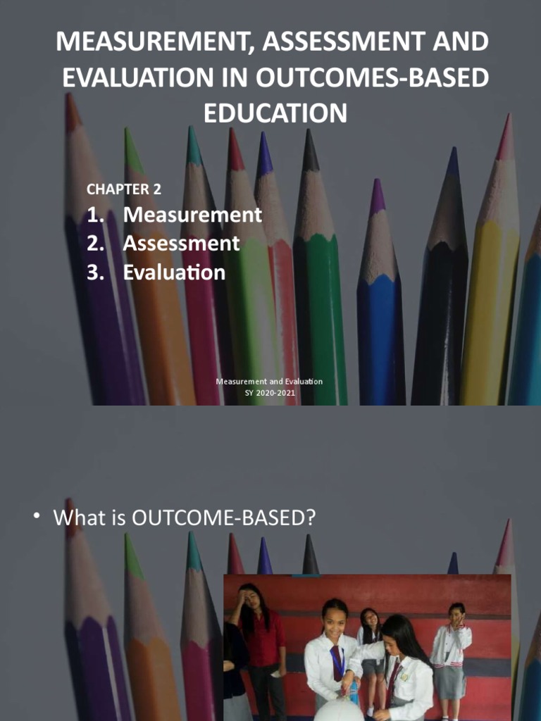 Measurement, Assessment and Evaluation in Outcomes-Based Education ...