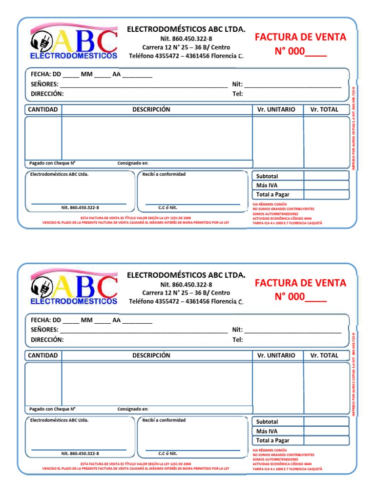 Factura de Venta Electrodomésticos ABC | PDF | Business