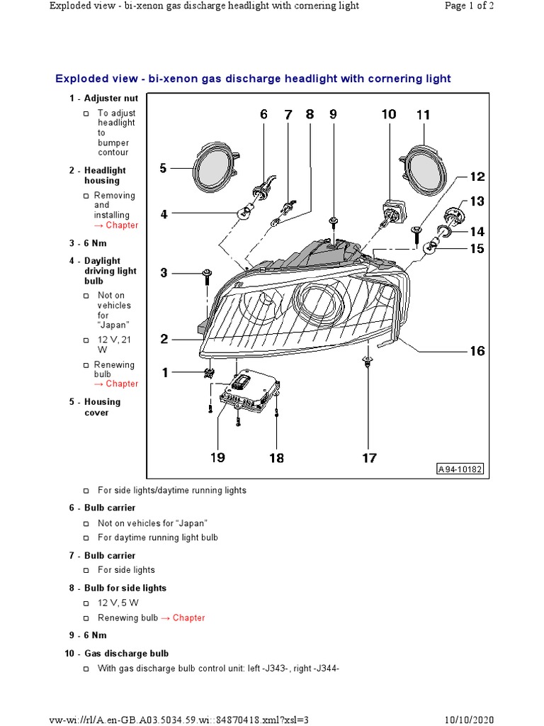 Bi-Xenon Headlight Exploded View | PDF | Science & Mathematics