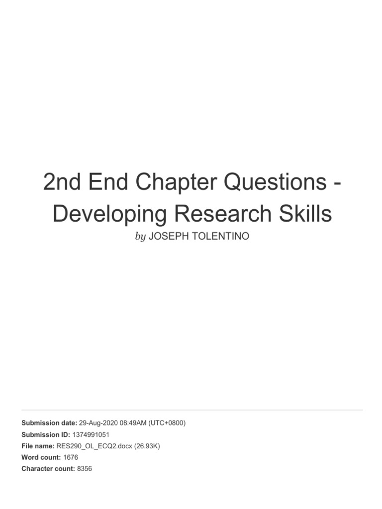 2nd End Chapter Questions - Developing Research Skills | PDF ...