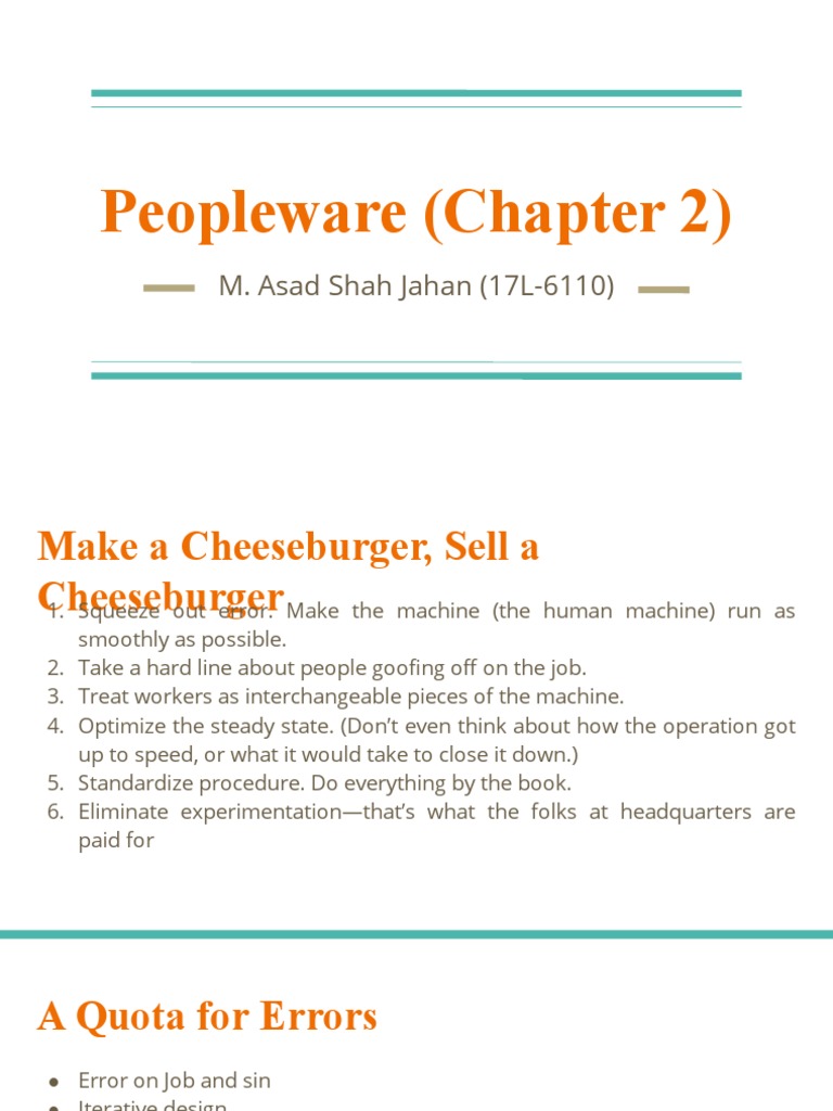 Peopleware (Chapter 2) : M. Asad Shah Jahan (17L-6110) | PDF