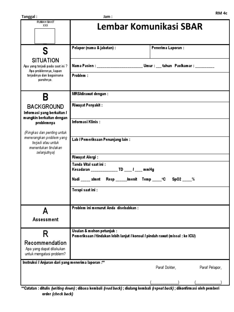 Lembar Komunikasi SBAR PDF | PDF