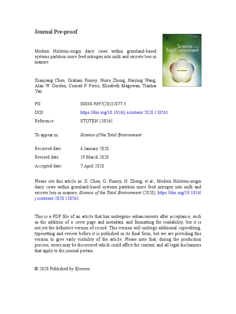 Modern Holstein-Origin Dairy Cows Within Grassland-Based Systems ...