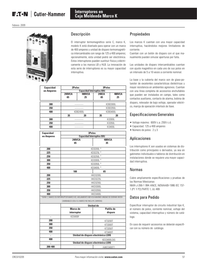 Interruptores en Caja Moldeada MArco KD3400L PDF | PDF | Bienes ...
