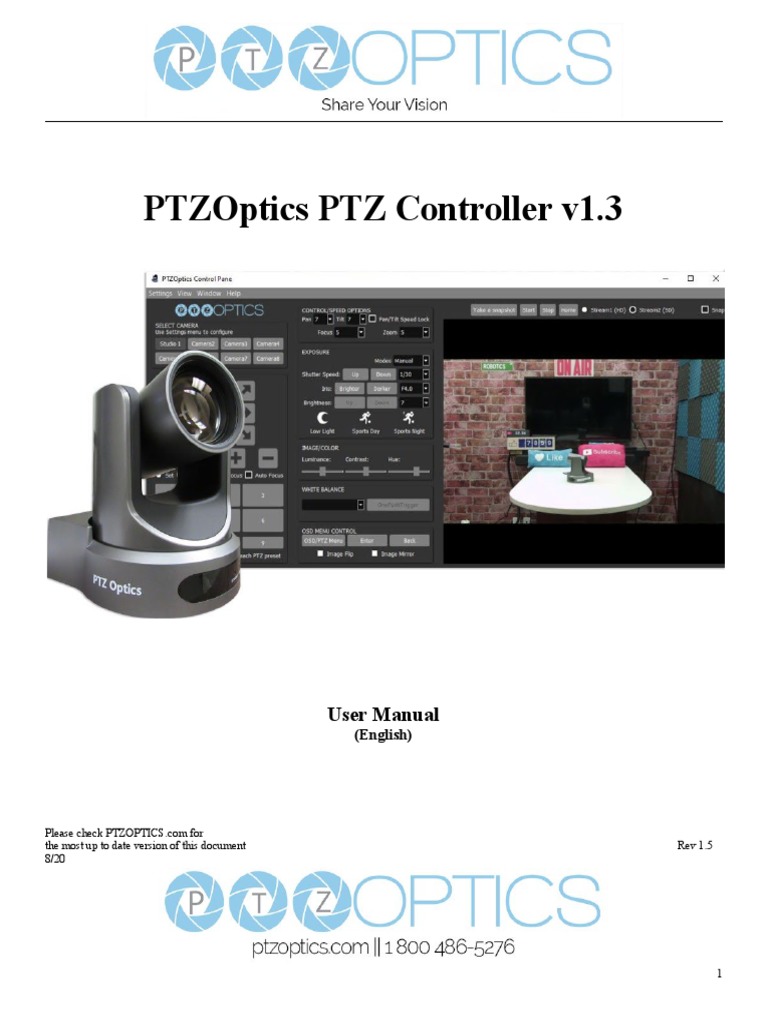 Ptzoptics PTZ Controller V1.3: User Manual | PDF | Camera | Xbox