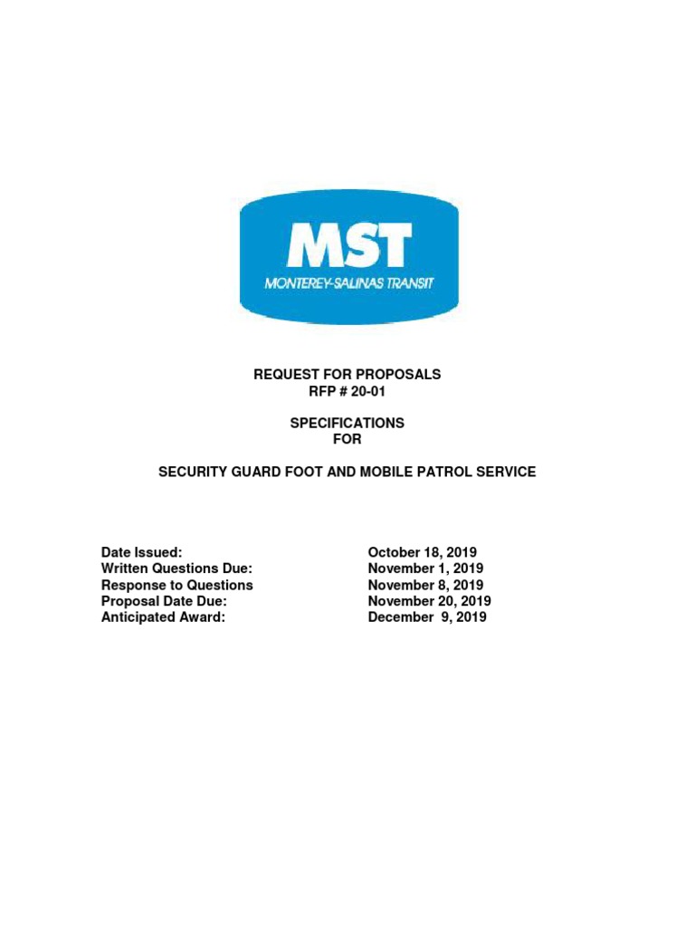 RFP Security Guard Foot Patrol Services FINAL | PDF | Security Guard ...