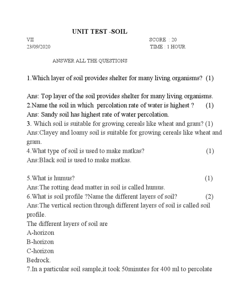 Unit Test - Soil | PDF | Soil | Erosion