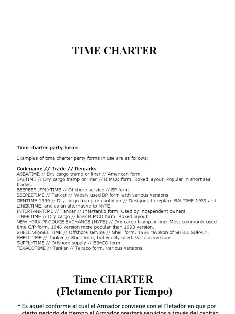 Time Charter | PDF | Póliza de seguros | Tolerancia