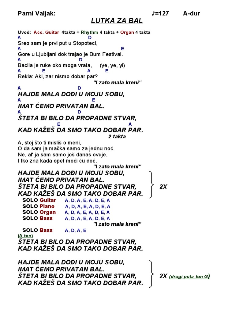 Lutka Za Bal - Parni Valjak LIVE + Harme (B) | PDF