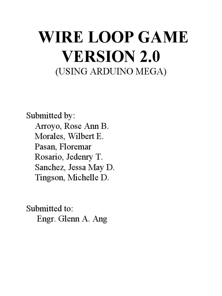 Wire Loop Game: (Using Arduino Mega) | PDF