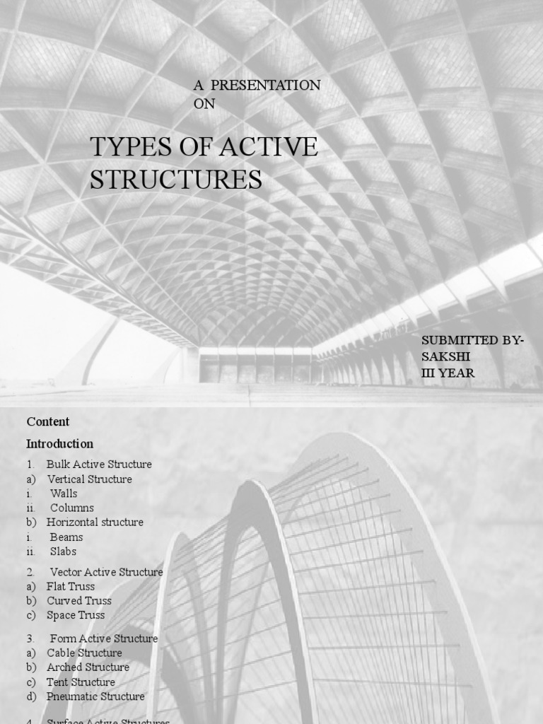 Types of Active Structures: A Presentation ON | PDF | Truss | Beam ...