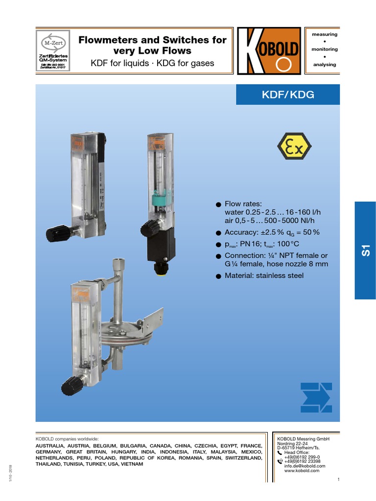 Flowmeters and Switches For Very Low Flows: KDF/ KDG | PDF | Valve ...