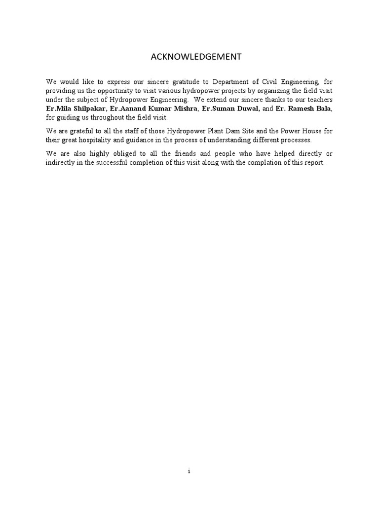 Acknowledgement: Er - Mila Shilpakar, Er - Aanand Kumar Mishra, Er - Suman Duwal, and Er. Ramesh ...