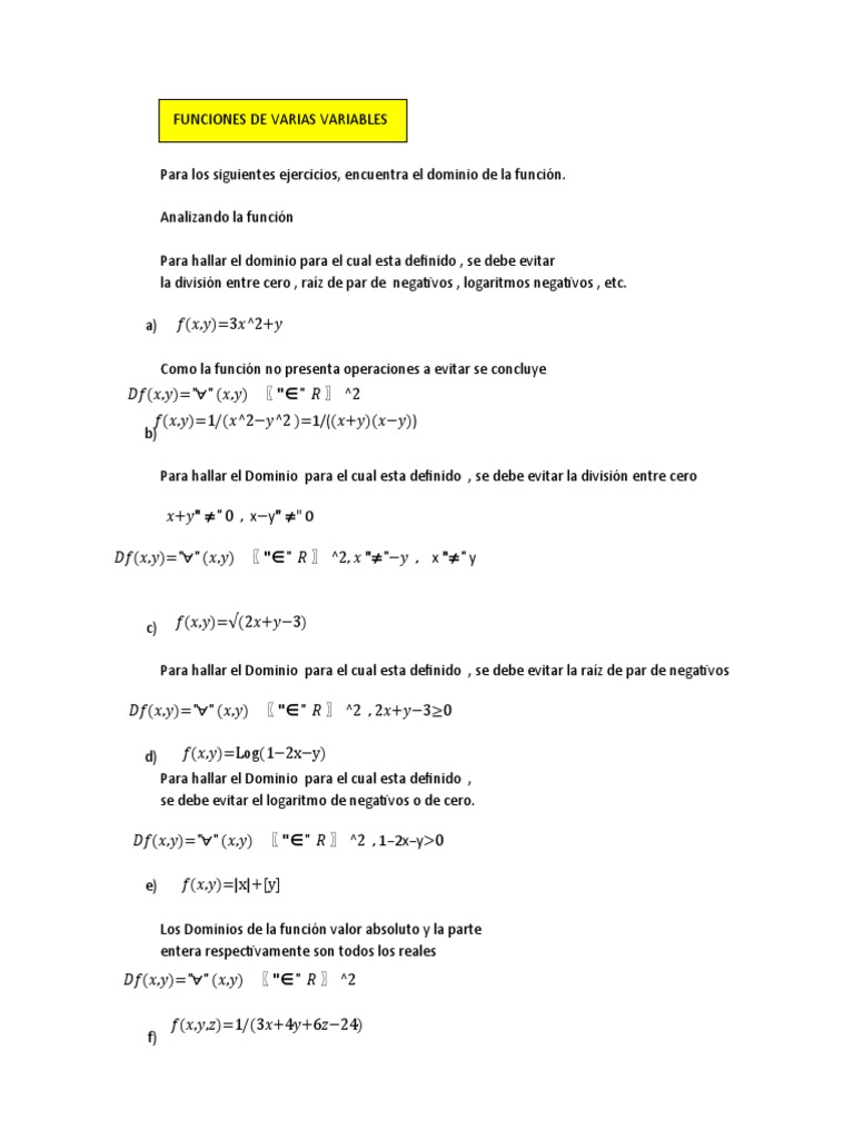 Función de Varias Variables - Dom | PDF Función de Varias Variables - Dom | PDF