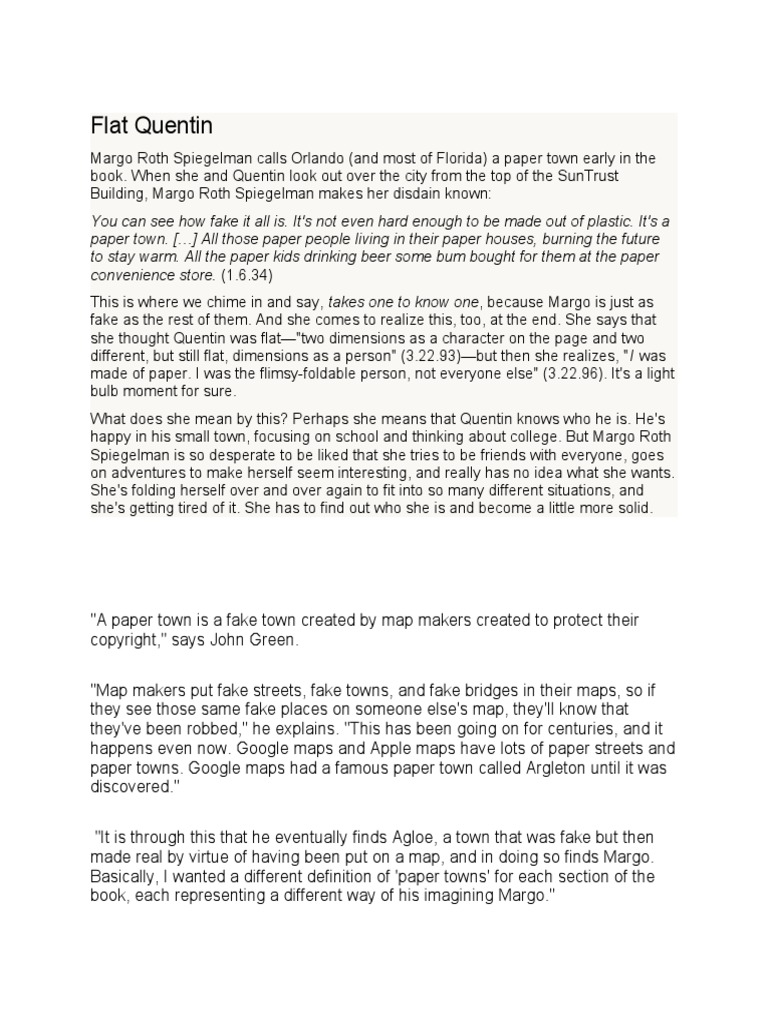 Paper Towns Literary Analysis | PDF | Little Women