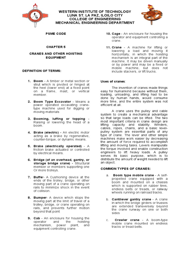 PSME CODE (Ethics) | PDF | Crane (Machine) | Machines