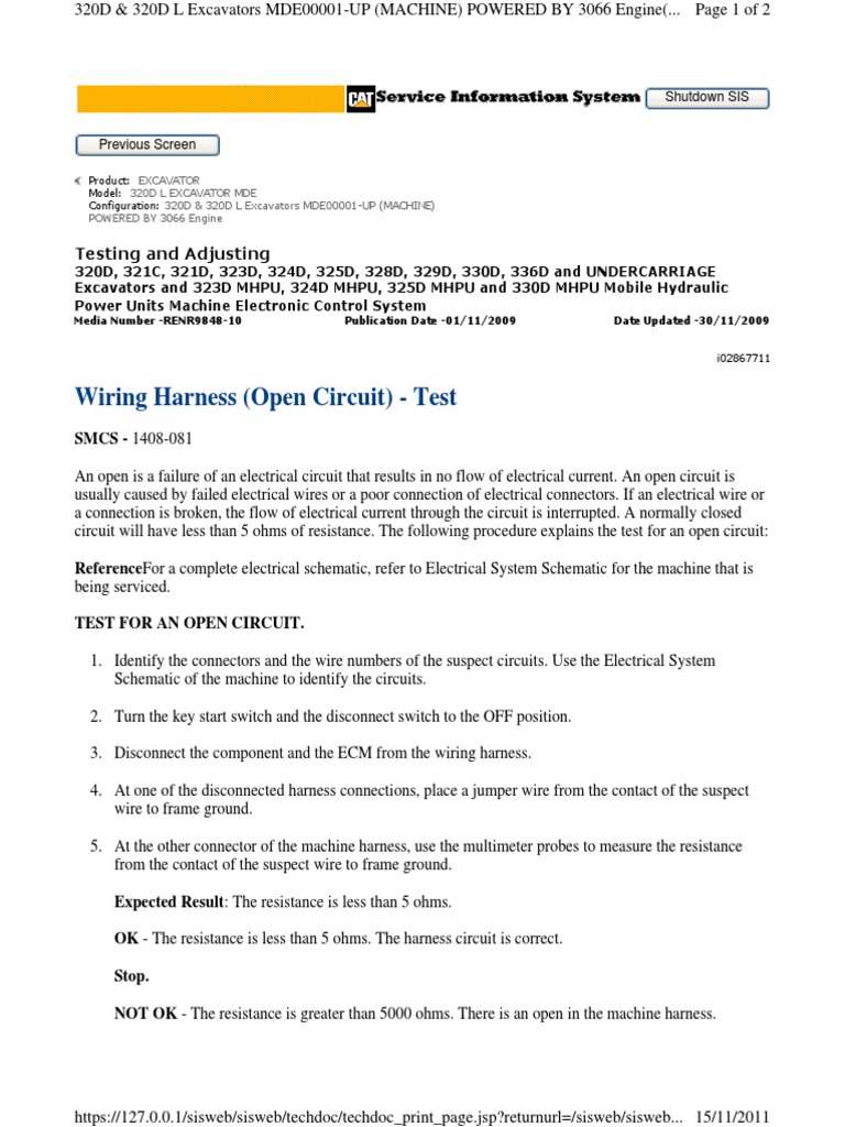 Wiring Harness (Open Circuit) - Test | PDF | Electrical Resistance And ...