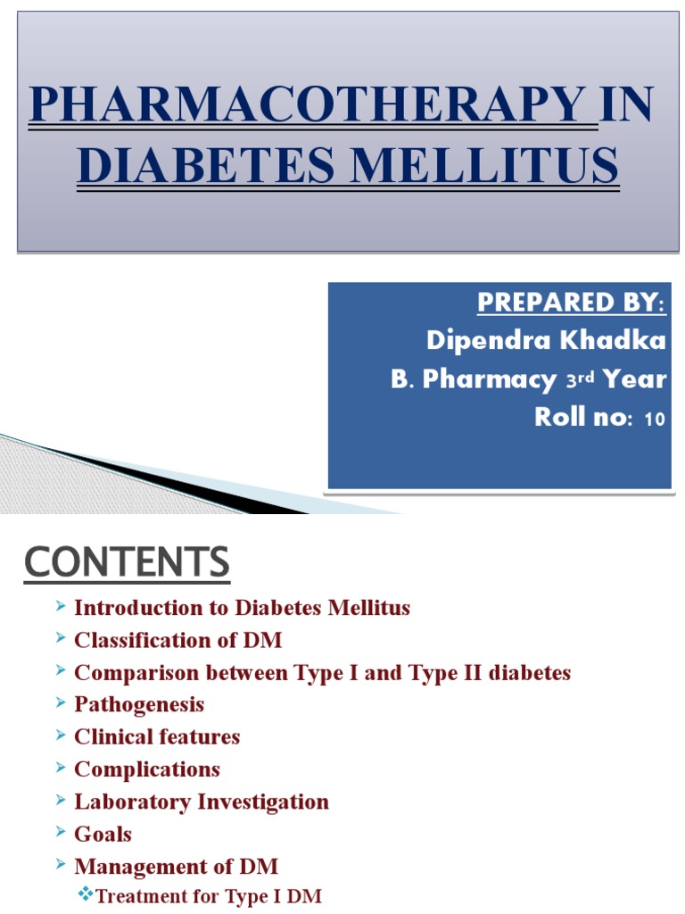 Pharmacotherapy of DM | PDF | Hyperglycemia | Diabetes