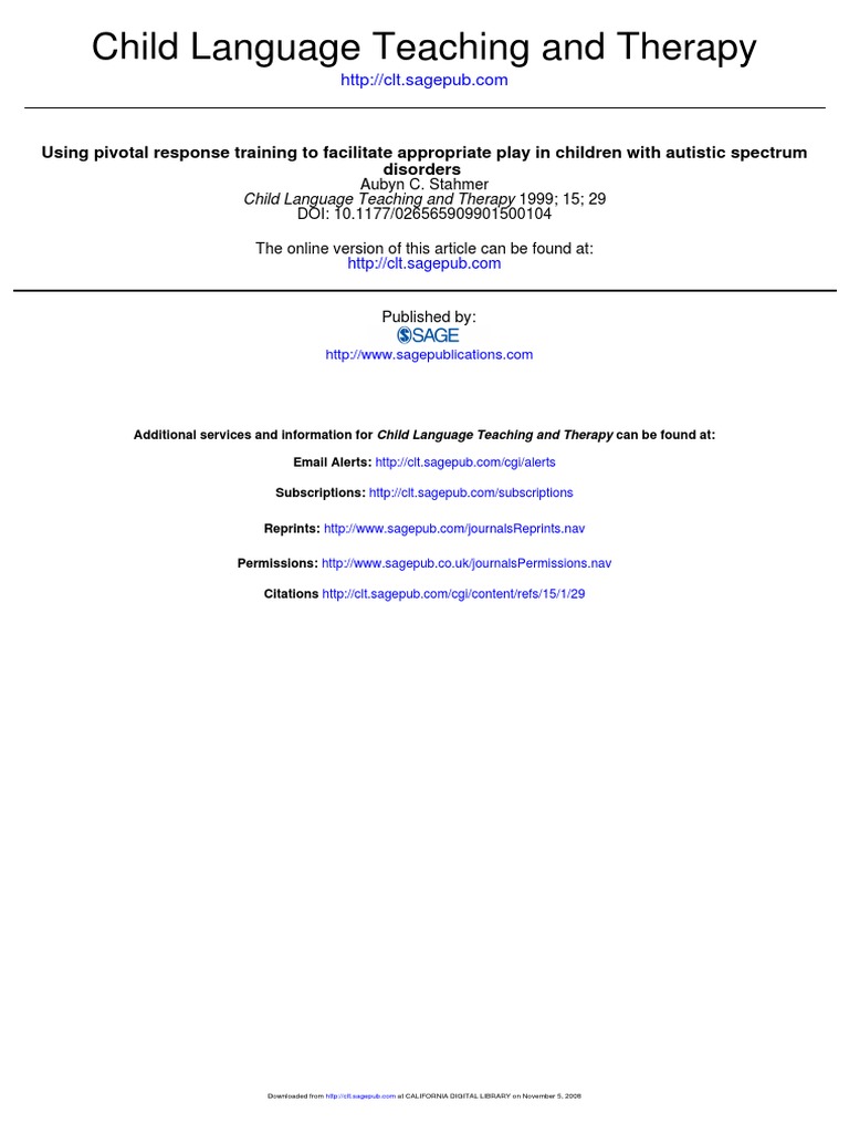 Stahmer 1999 | PDF | Autism | Toys