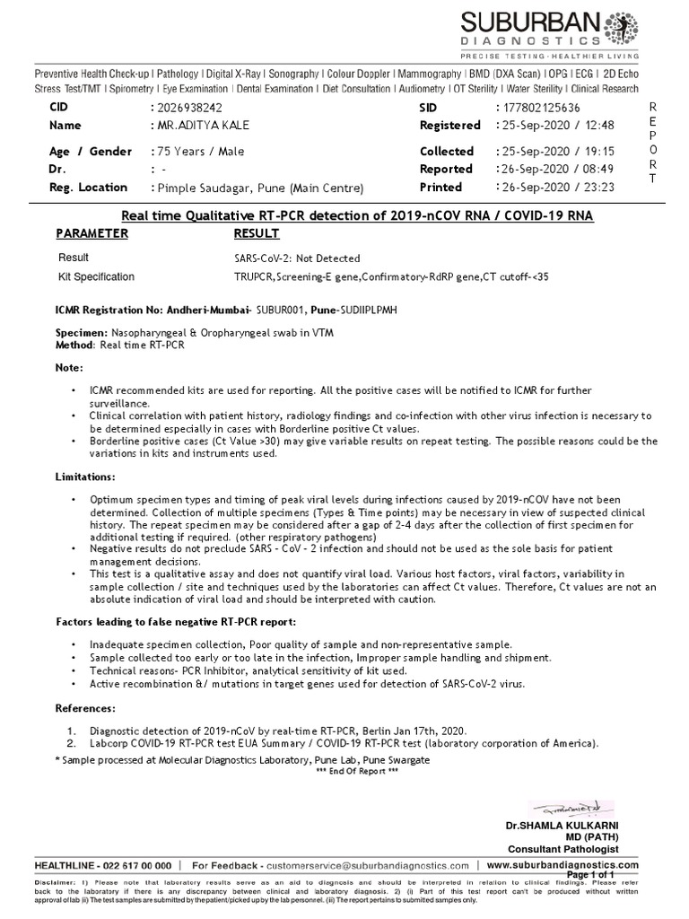 Real Time Qualitative RT-PCR Detection of 2019-nCOV RNA / COVID-19 RNA ...