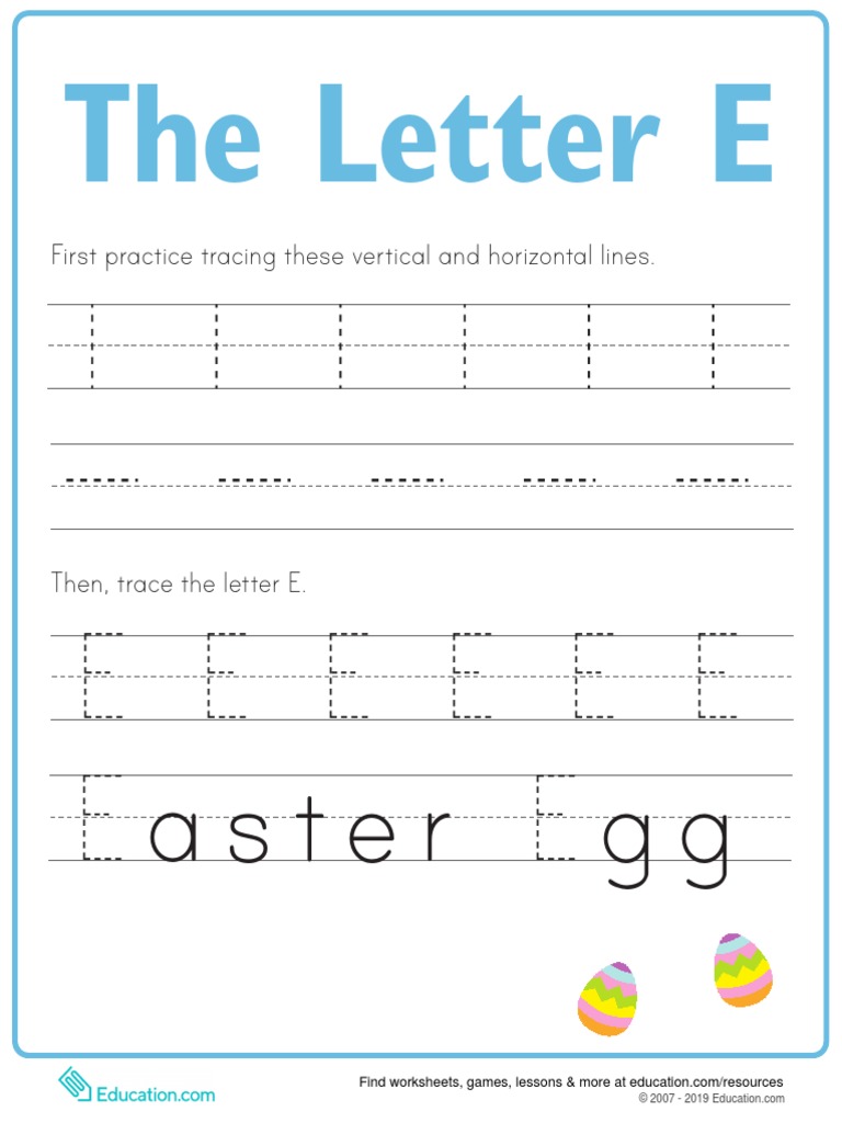 Tracing Practice for Letter E | PDF