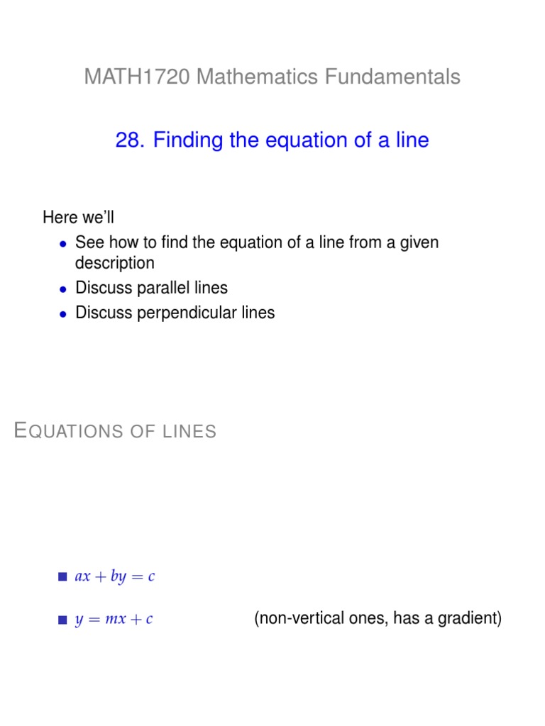 Equations of Lines: Finding and Solving | PDF | Line (Geometry) | Equations