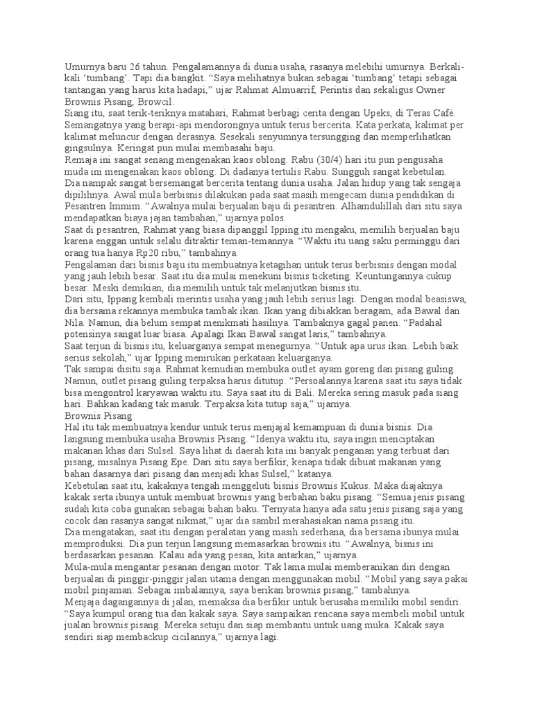 Kisah Sukses Browcyl: Brownies Pisang Khas Makassar | PDF